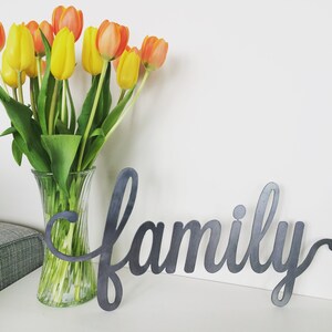 Family Sign - Rustic Metal Wall Art - Family Script Word Sign - Wall ...