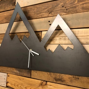Metal Mountain Clock - Rustic Clock - Mountain Decor - Mountain Art ...