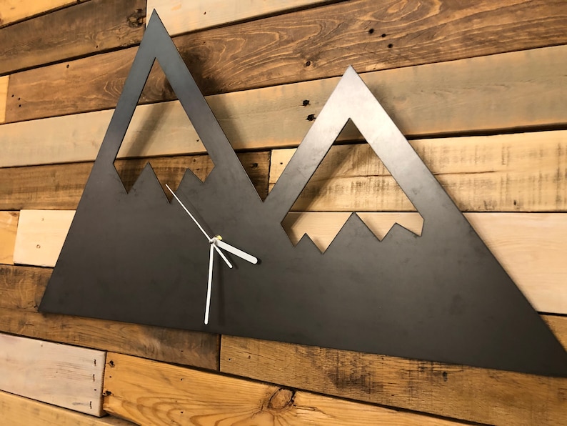 Metal Mountain Clock Rustic Clock Mountain Decor - Etsy