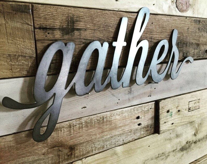Gather Sign Rustic Metal Script Word Metal Wall Art - Etsy