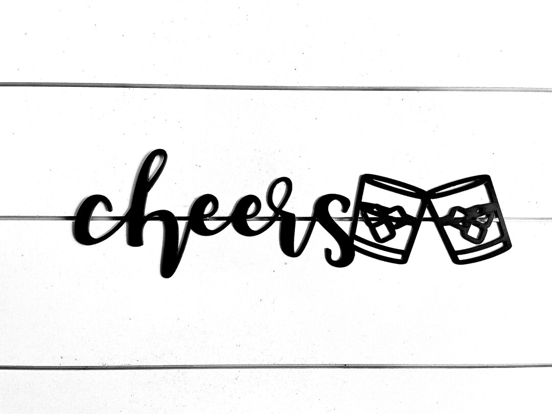 Metal Cheers Sign With Bourbon Glasses - Cheers and Bourbon Bar Sign ...