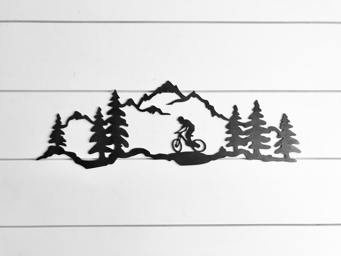 Downhill Mountain Bike Sign - Mountain Range With Bike - Mountain ...