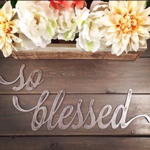 Rustic Metal Blessed Sign - Script Blessed - Blessed Wall Decor - Metal ...