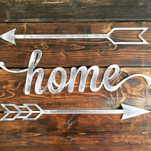 Home Sign - Home Wall Art - Rustic Metal Script Sign - Metal Sign ...