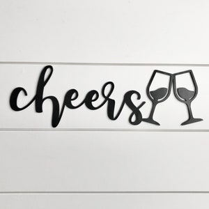 Metal Cheers Sign With Wine Glasses - Wine Bar Sign - Cheers Metal Wall ...