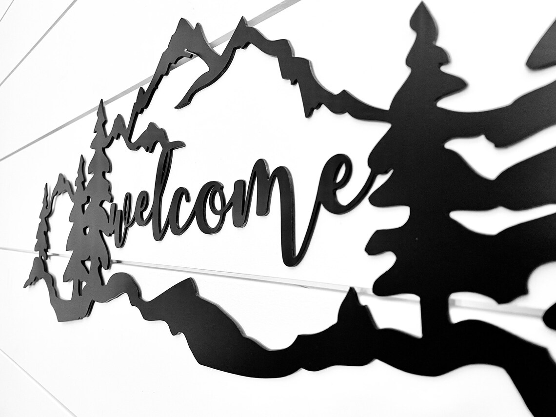 Welcome Mountain Sign - Mountain Scene - Mountain Range - Welcome Sign ...