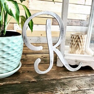 Standing Rustic Metal Script Letter - Personalized Gift - Metal Letter ...