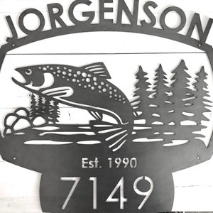Custom Metal Trout Sign - Personalized Family Name Sign - Cabin Wall ...