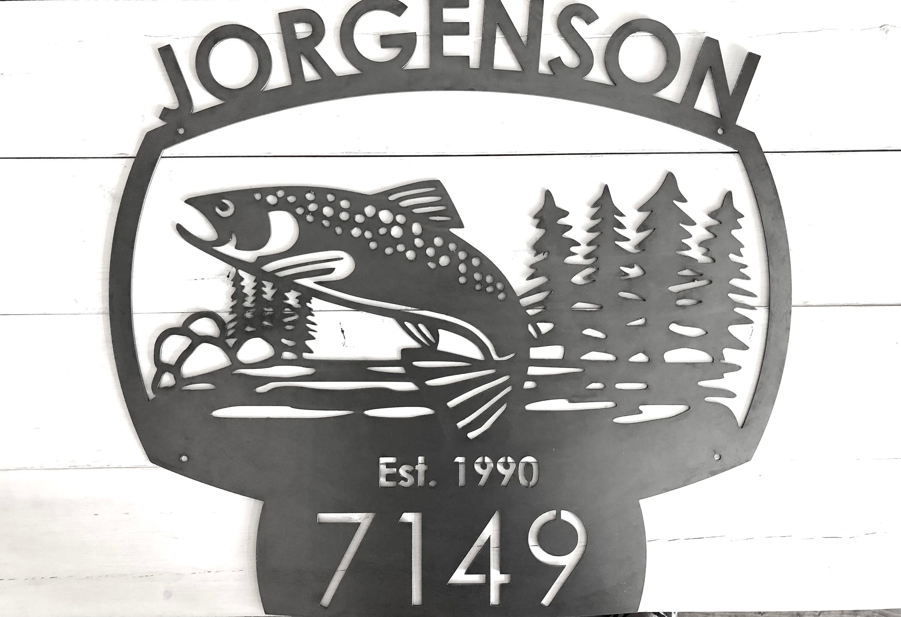 Custom Metal Trout Sign - Personalized Family Name Sign - Cabin Wall ...