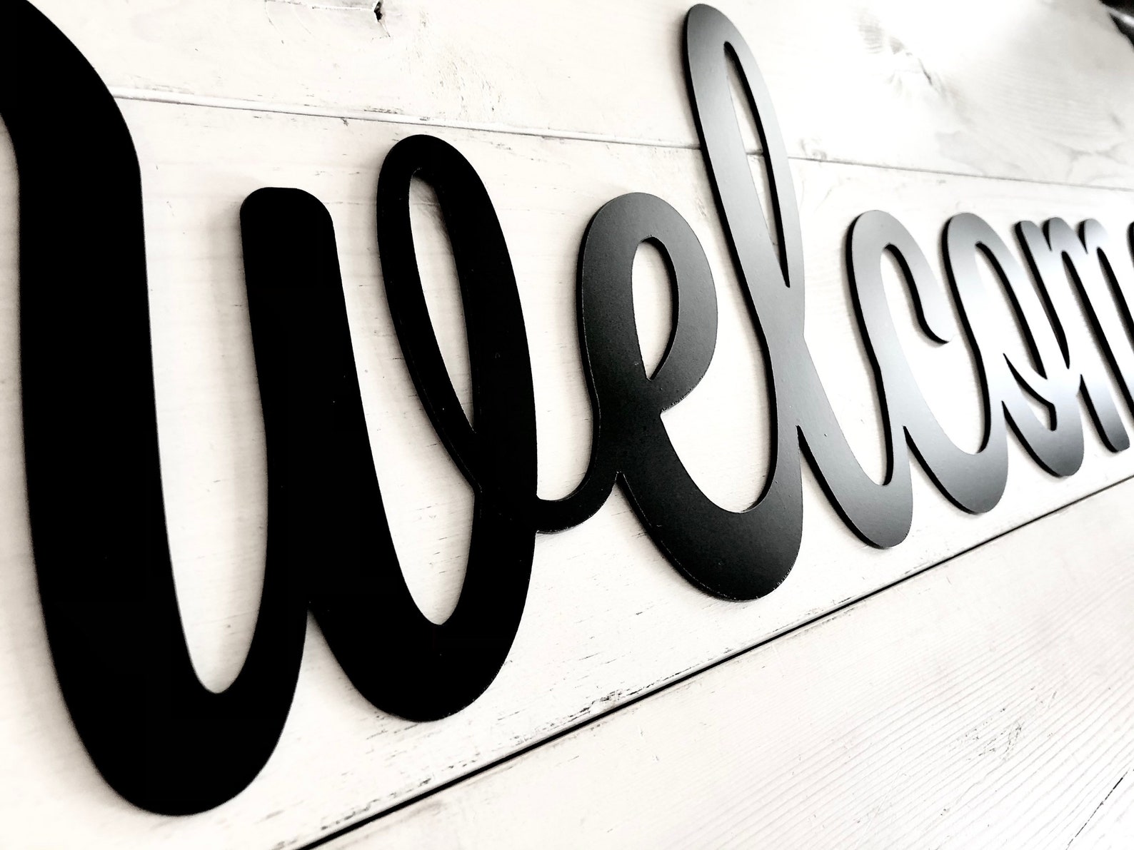 Welcome Sign Welcome Metal Word Welcome Wall Art | Etsy