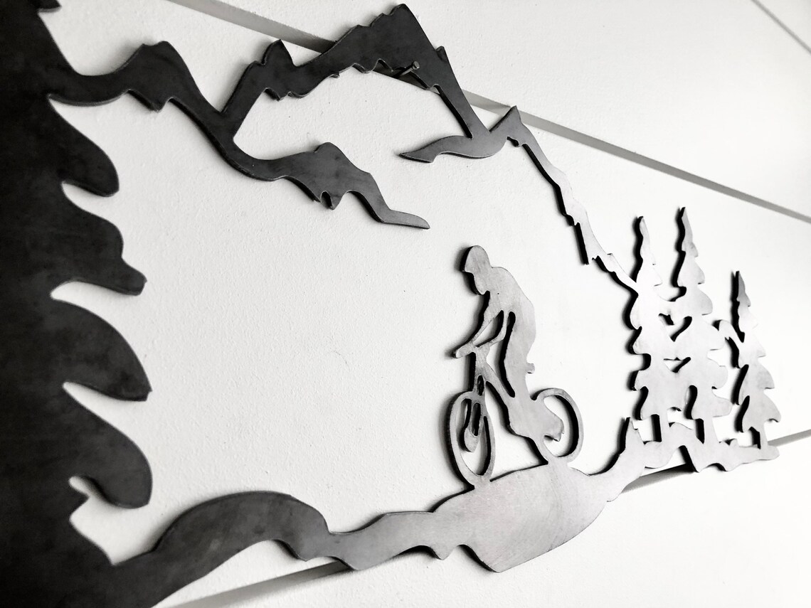 Downhill Mountain Bike Sign - Mountain Range With Bike - Mountain ...
