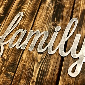 Family Sign - Rustic Metal Wall Art - Family Script Word Sign - Wall ...