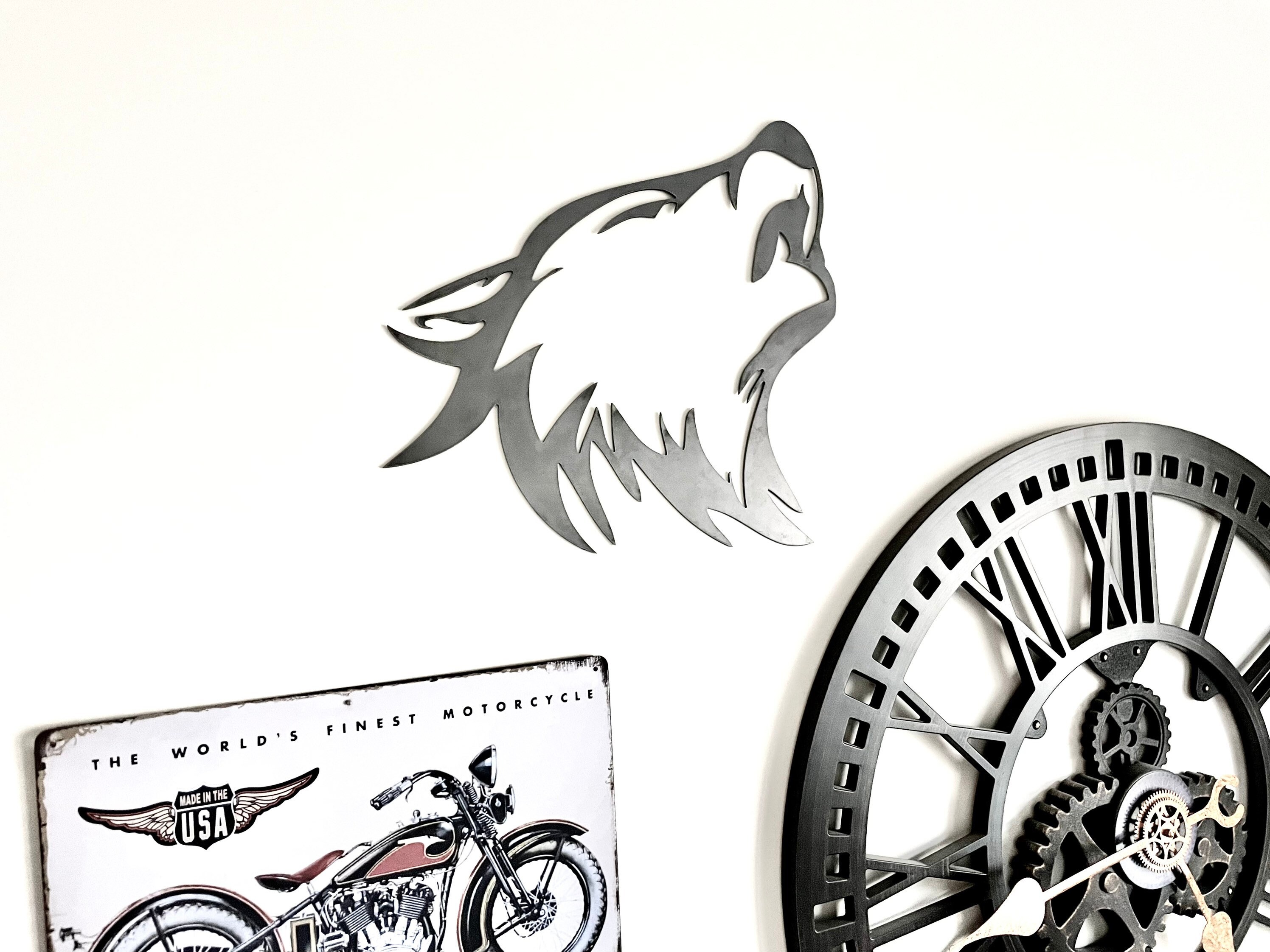 Metal Wolf Face Wolf Sign Howling Wolf Head Cabin Decor - Etsy