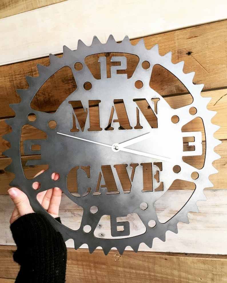 Man Cave Clock Gift for Him Metal Clock Garage Decor - Etsy