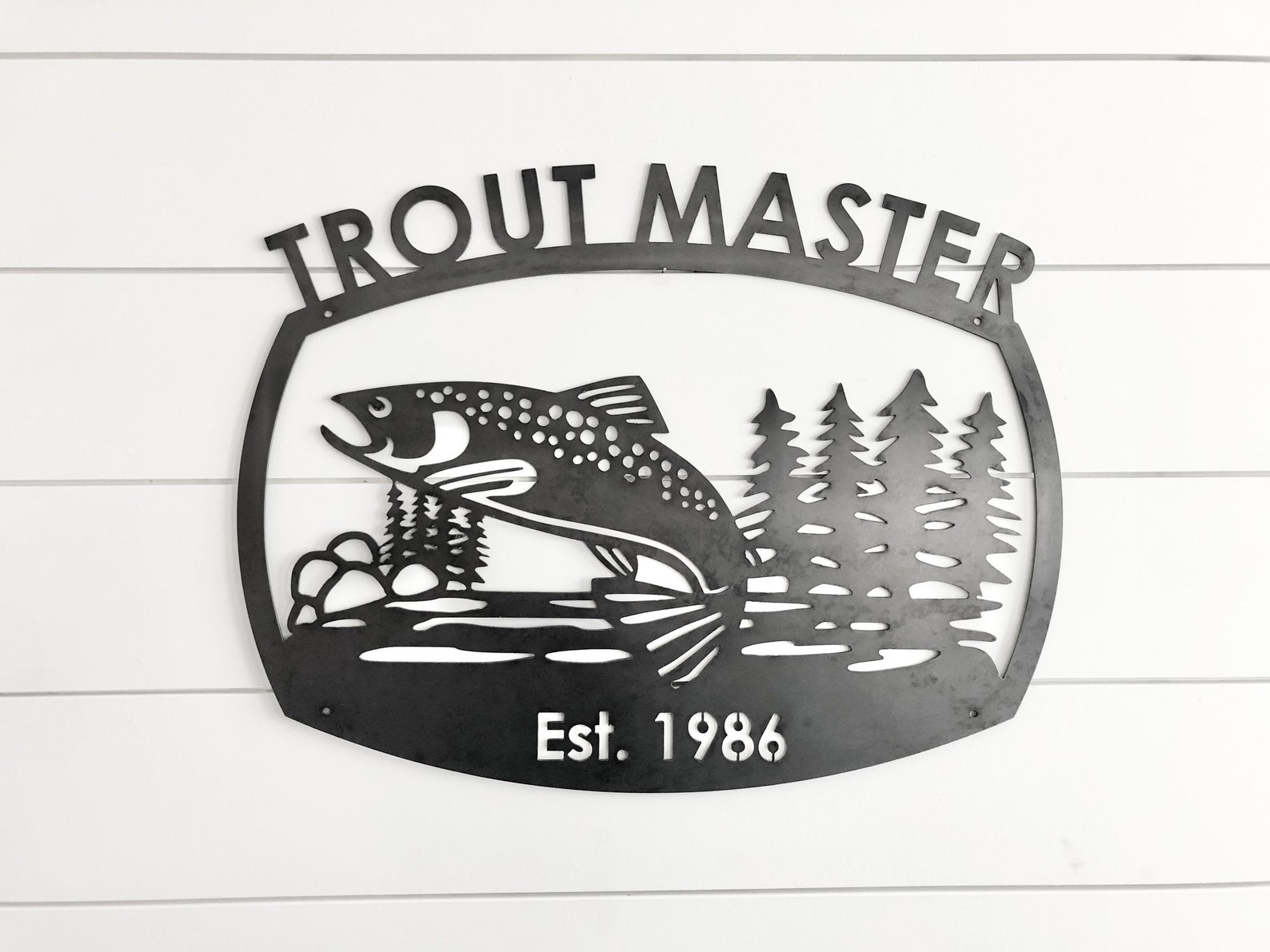Custom Metal Trout Sign - Personalized Family Name Sign - Cabin Wall ...