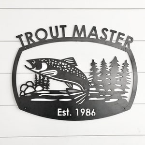 Custom Metal Trout Sign - Personalized Family Name Sign - Cabin Wall ...