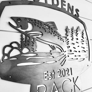 Custom Metal Trout Sign - Personalized Family Name Sign - Cabin Wall ...