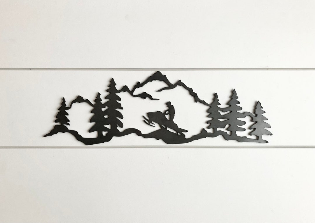 Mountain Range With Snowmobile - Snowmobile Scene - Mountain Wall Art ...