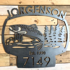 Custom Metal Trout Sign - Personalized Family Name Sign - Cabin Wall ...