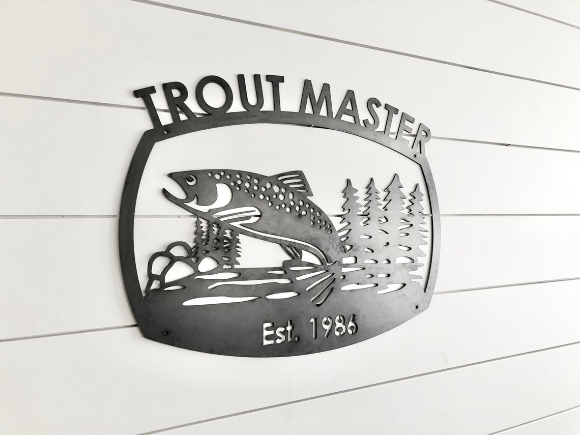 Custom Metal Trout Sign - Personalized Family Name Sign - Cabin Wall ...