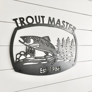 Custom Metal Trout Sign - Personalized Family Name Sign - Cabin Wall ...