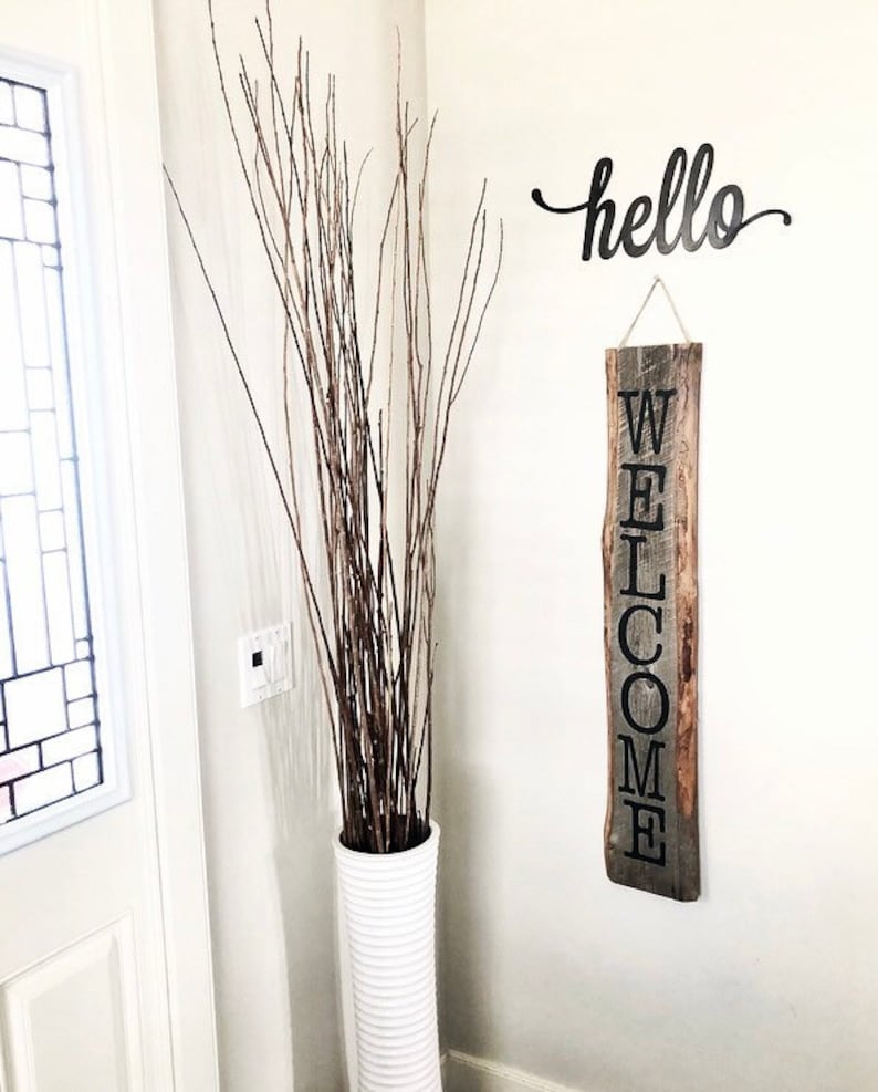 Hello Sign - Rustic Hello Wall Hanging - Metal Wall Art - Script Word ...