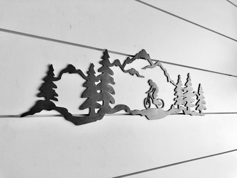 Downhill Mountain Bike Sign - Mountain Range With Bike - Mountain ...
