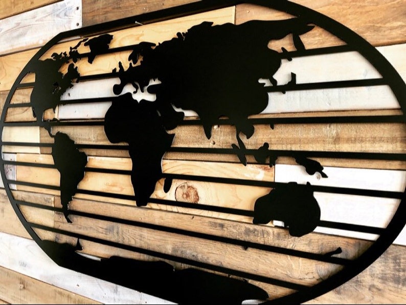 Rustic Metal World Map Magnetic World Map Large World Map | Etsy