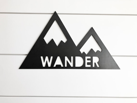 Wander Sign Rustic Metal Mountain Wall Hanging Home Decor | Etsy
