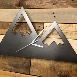 Metal Mountain Clock - Rustic Clock - Mountain Decor - Mountain Art ...