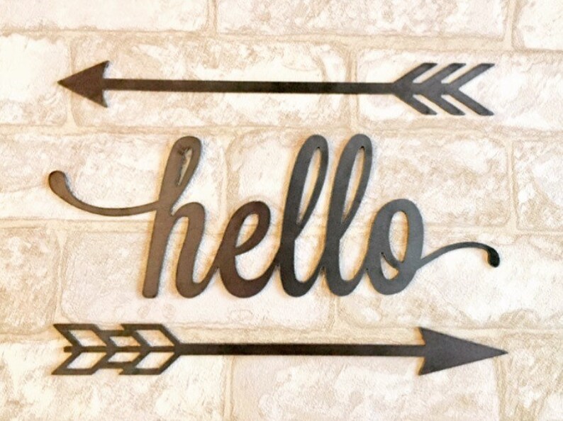 Hello Sign Rustic Hello Wall Hanging Metal Wall Art | Etsy