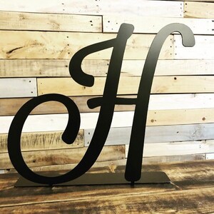 Standing Rustic Metal Script Letter - Personalized Gift - Metal Letter ...
