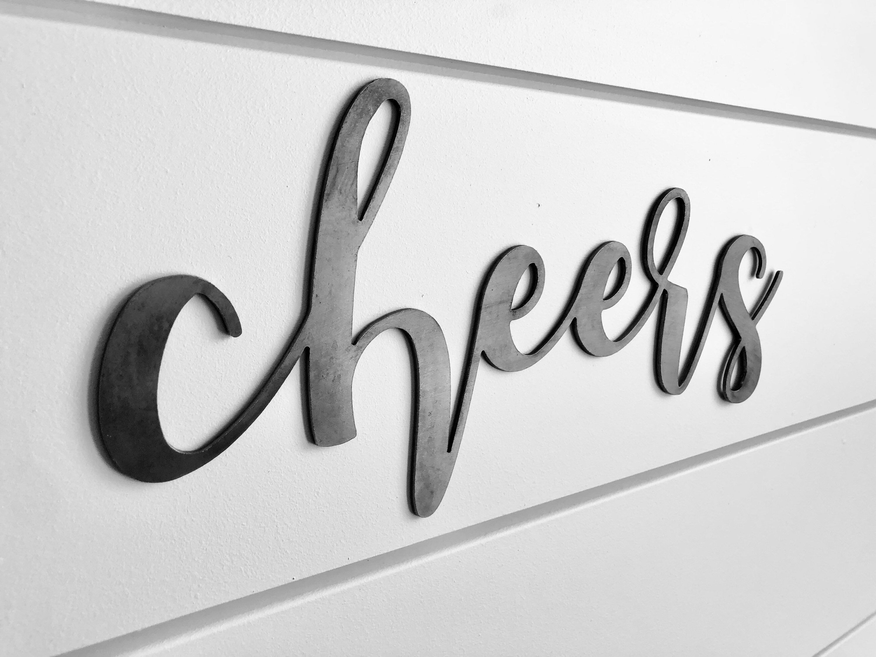 Cheers Sign Bar Sign Cheers Metal Wall Art Cheers Script - Etsy