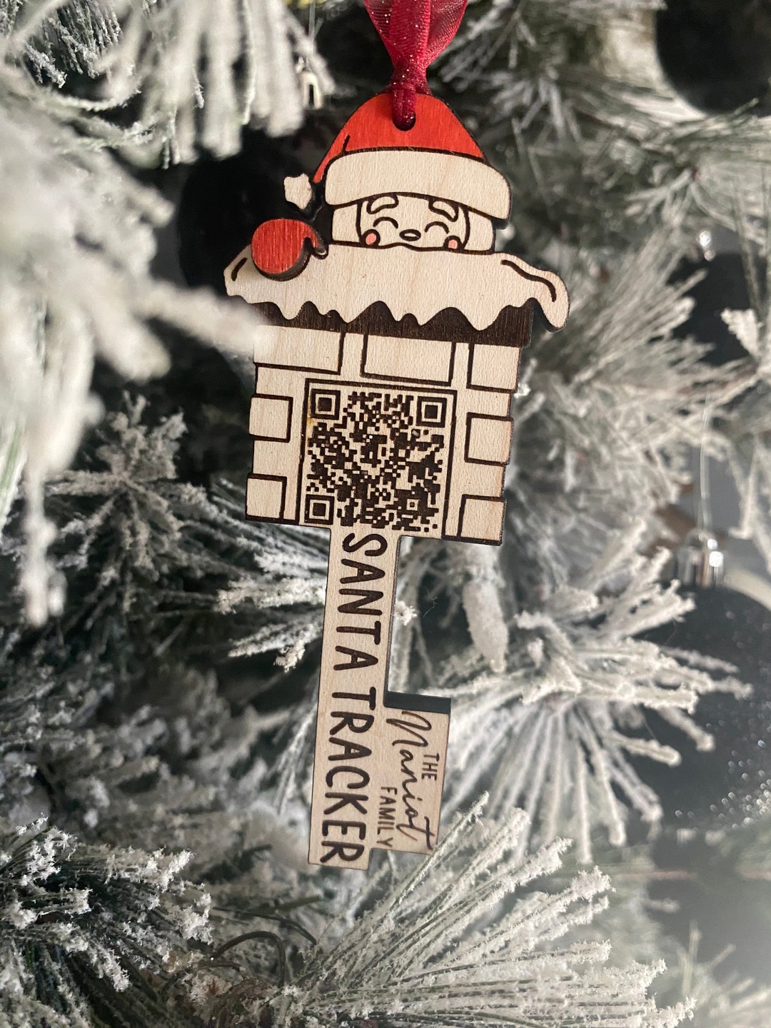 Personalized Family Santa Tracker QR Code Ornament - Etsy