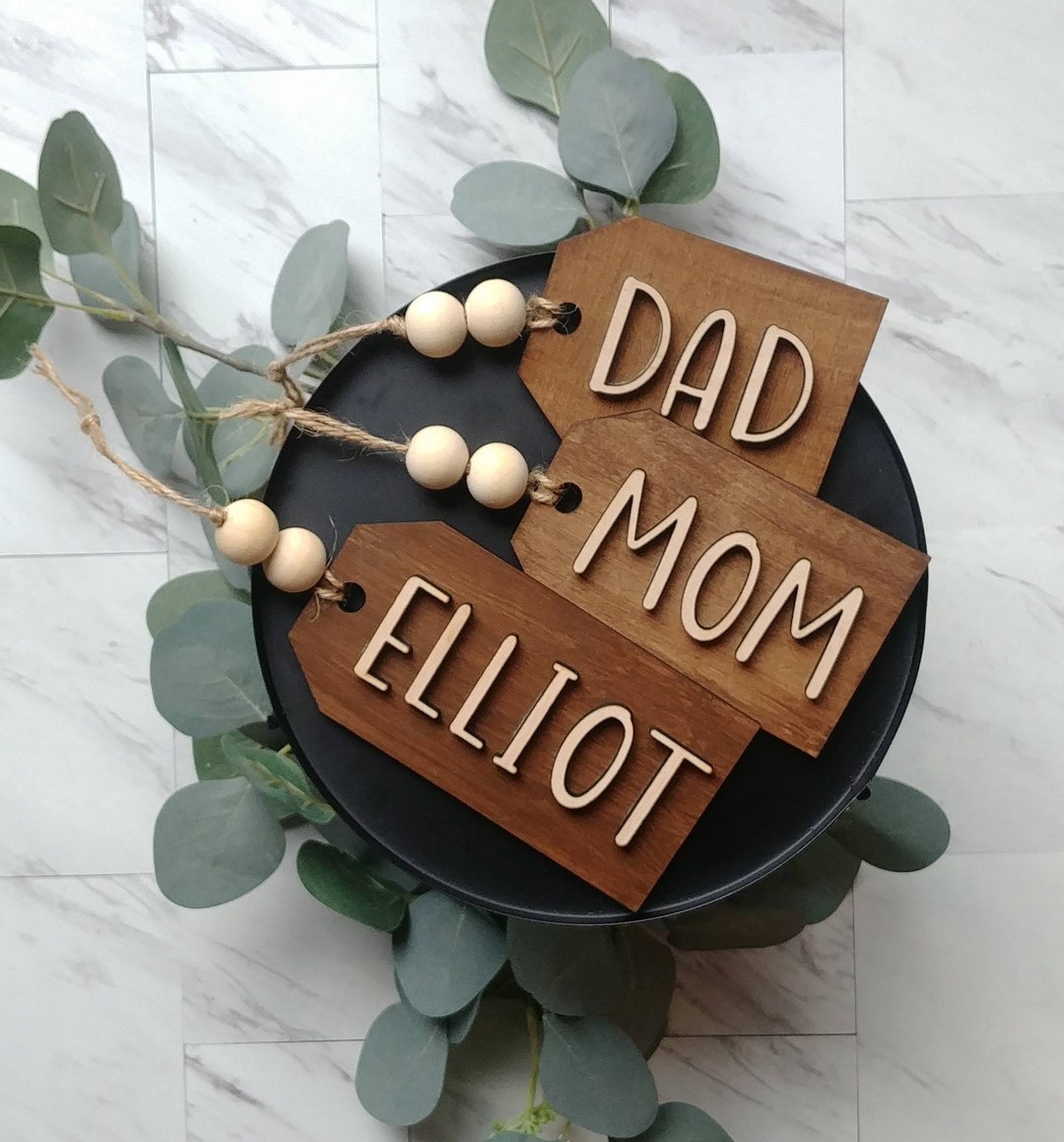 Easter & Christmas Wooden Family Name Tags · Household Tags + Farmhouse ...