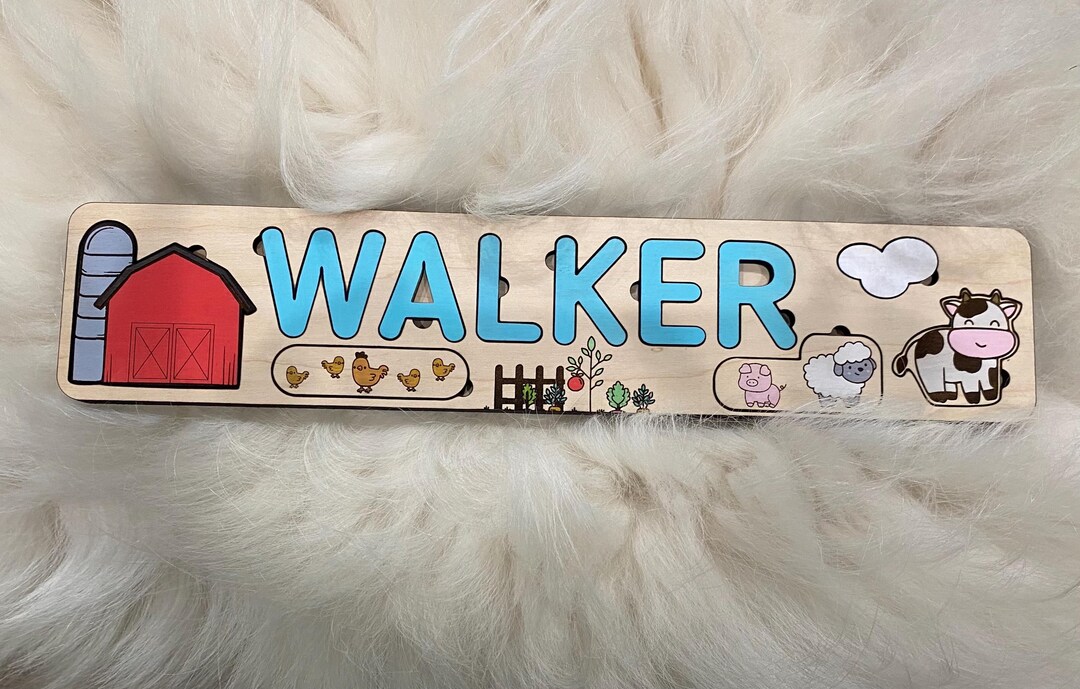Personalized Barnyard Montessori Wooden Name Puzzle - Etsy