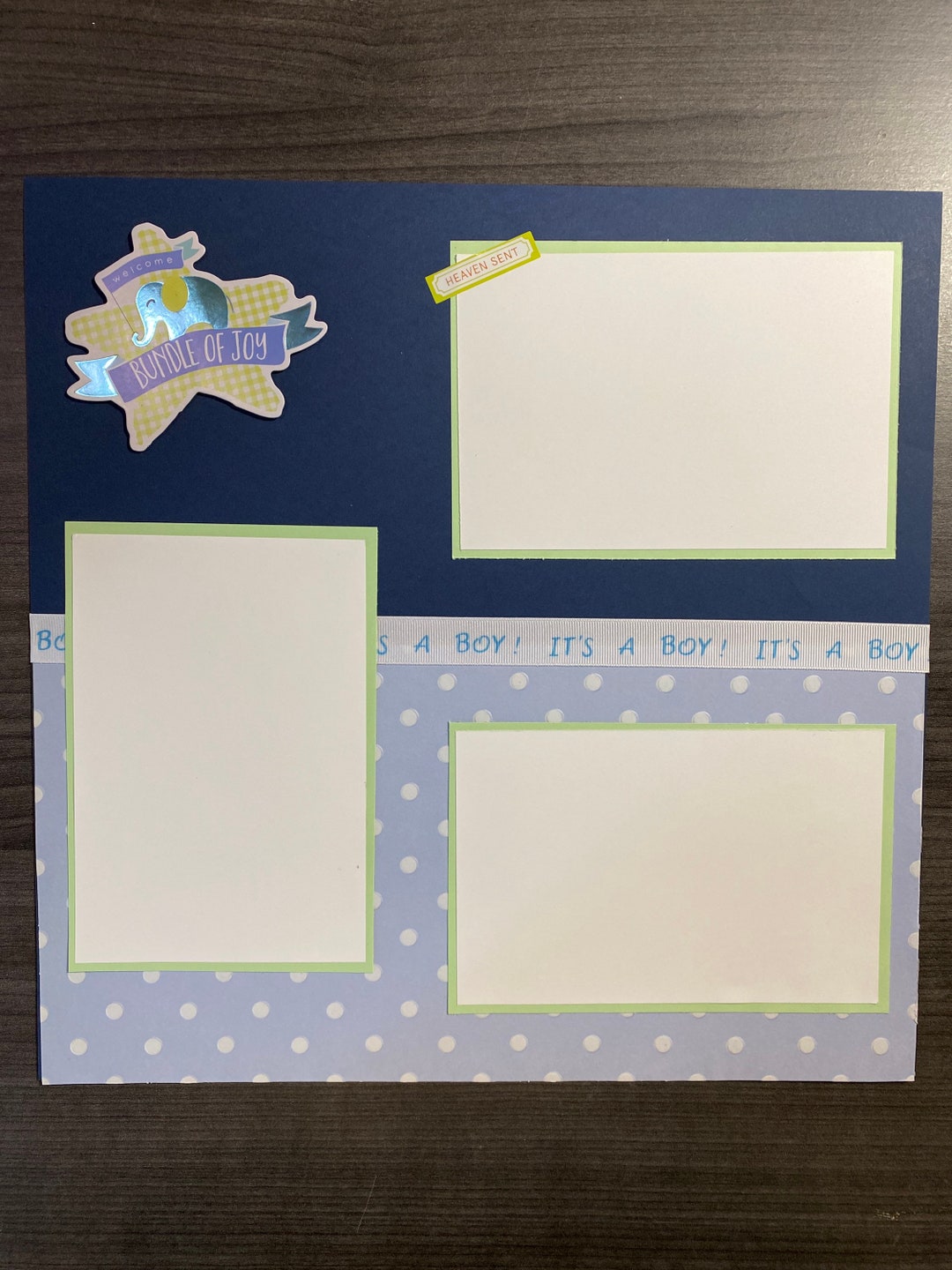 12x12 Pre-made Baby Boy Scrapbook Page - Etsy