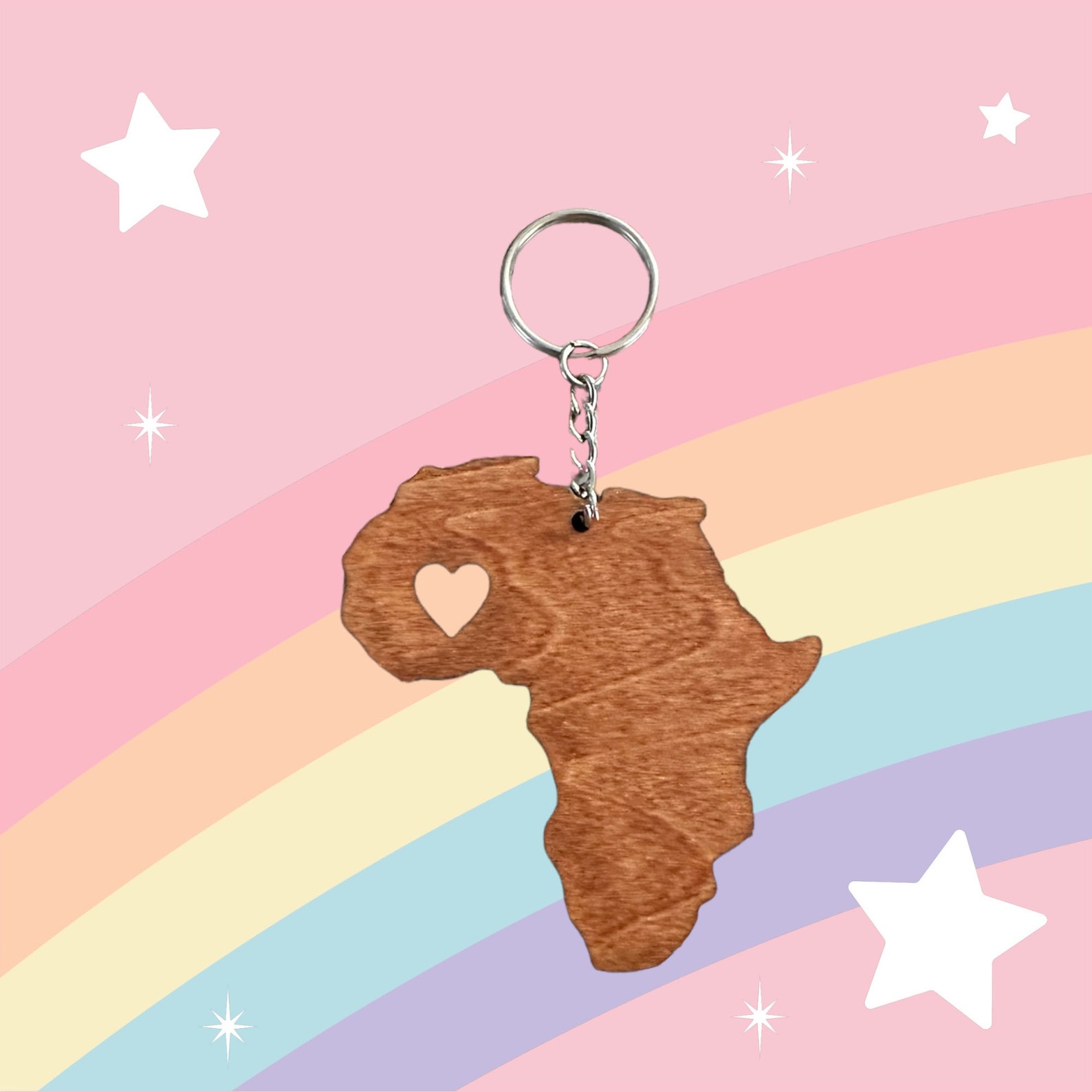 Africa Stained Wood Keychain - Etsy