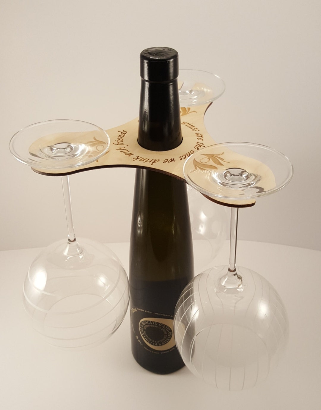 Wood Wine Butler- Wine Accessories, Laser Cut, Holds 3 Glasses on ...