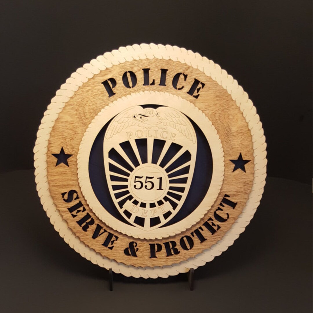 Police Officer- 3D Round Wall Plaque Made of Solid Birch, 11.5" Round ...