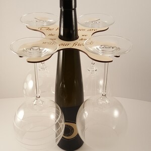 Wood Wine Butler- Wine Accessories, Laser Cut, Holds 4 Glasses on ...