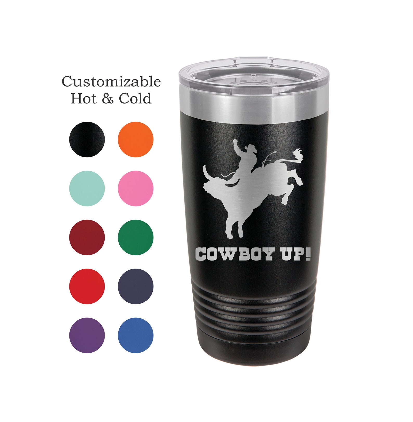 Cowboy Up! Bull Riding Stainless Steel 20 Oz Engraved Custom Tumbler ...