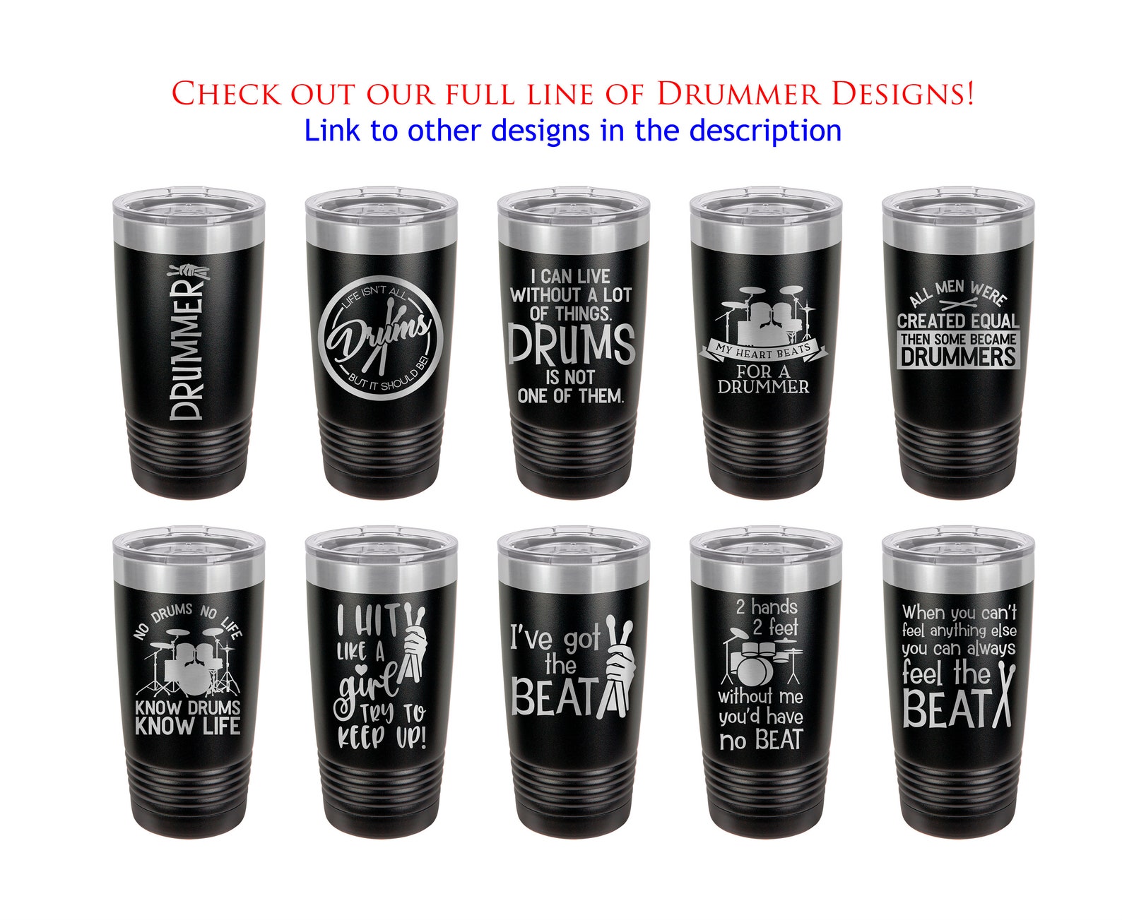 Drum Tumbler Drummer Gift Musician Mug Drums Yeti Custom Laser - Etsy