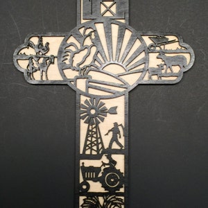 Farm Themed Wooden Cross Wall Hanging - Etsy