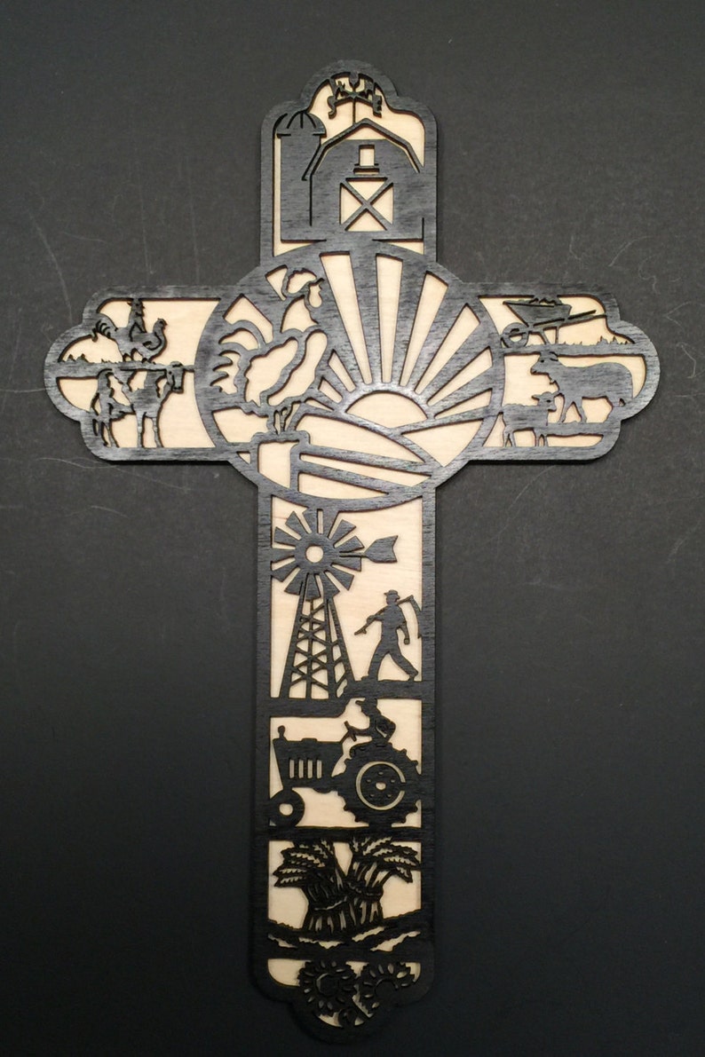 Farm Themed Wooden Cross Wall Hanging - Etsy
