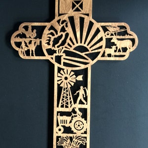 Farm Themed Wooden Cross Wall Hanging - Etsy