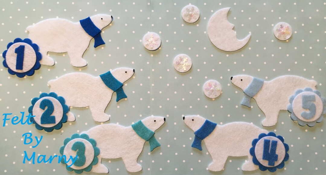 Five Little Polar Bears Felt Board Story// Songs and Rhymes // - Etsy