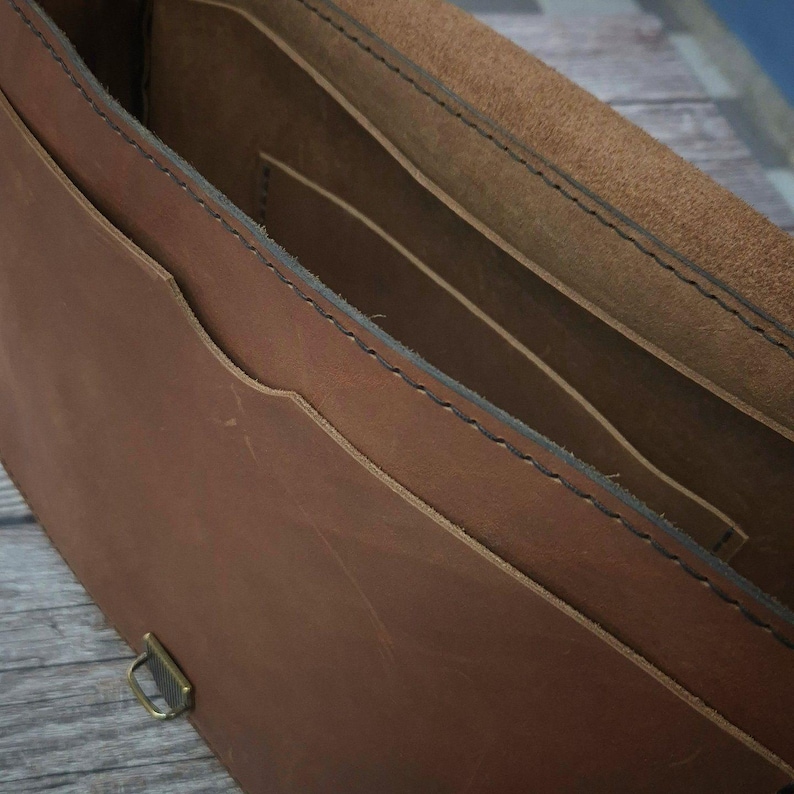 Handmade Leather Briefcase 100% Real Uruguay Cowhide Leather Messenger ...