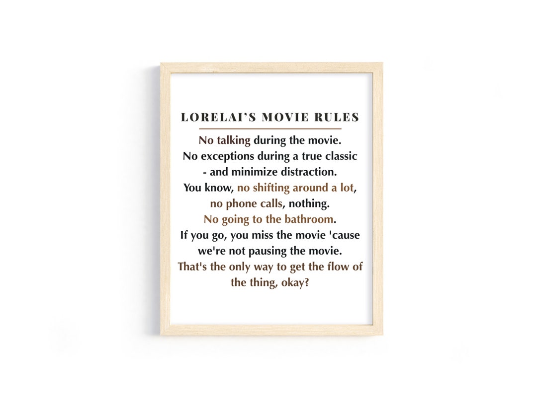 Movie Rules Printable 8x10 Art Print Digital Download Print Printable ...