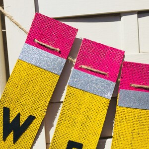 Welcome Burlap Pencil Banner- Write Banner-teacher Gift-classroom ...